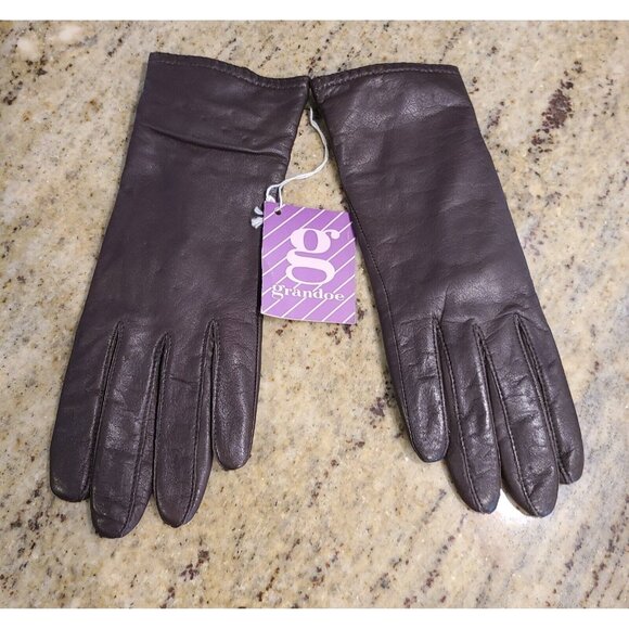 Grandoe | Accessories | New Vintage Size M 7 Brown Leather Acrylic Knit ...